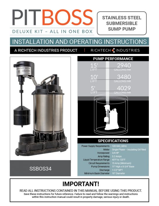 PitBoss 3/4 HP Stainless Steel - Richtech Industries