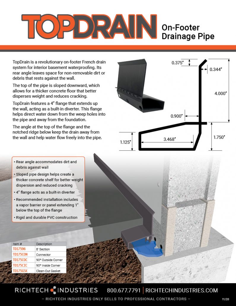TopDrain On-Footer Drainage Pipe